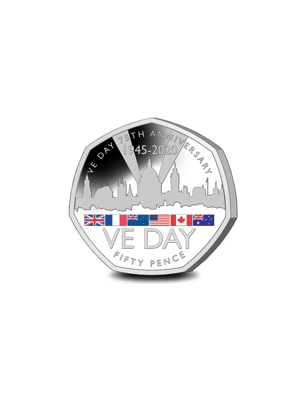 2020 VE Day 75th Anniversary 50p Coin Coloured Diamond Finish. Pobjoy ...